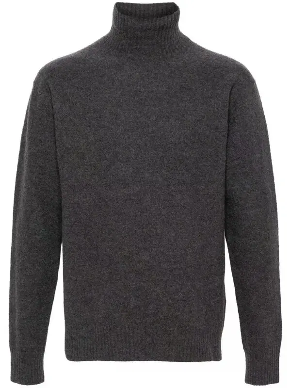 JIL SANDER High-neck Boiled Wool Sweater - Grey