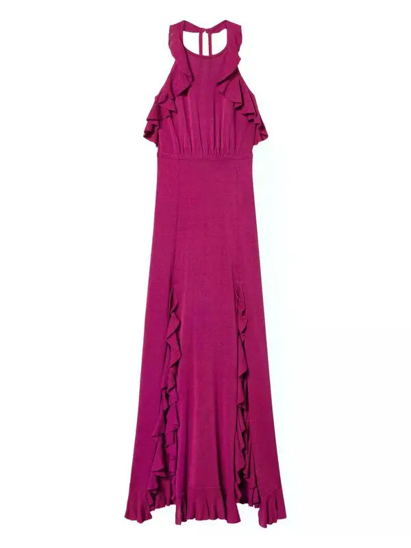 TWINSET Sleeveless Knitted Maxi Dress With Open Back And Side Slits - Purple