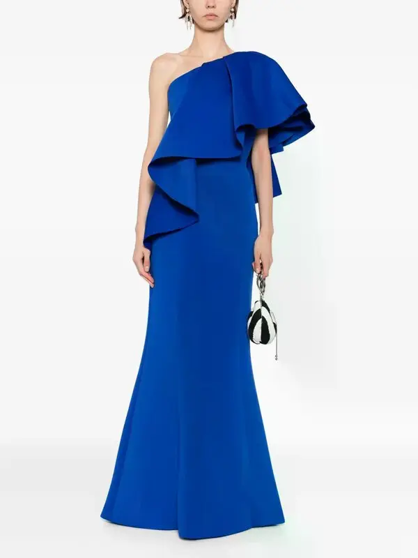 SAIID KOBEISY Ruffled Scuba Long Dress