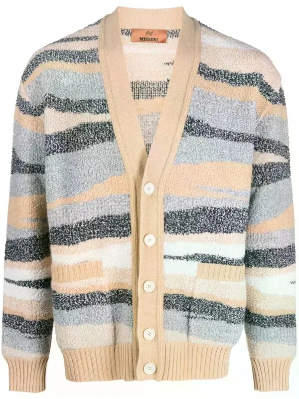 Missoni Zigzag-jacquard Wool Cardigan - Neutrals