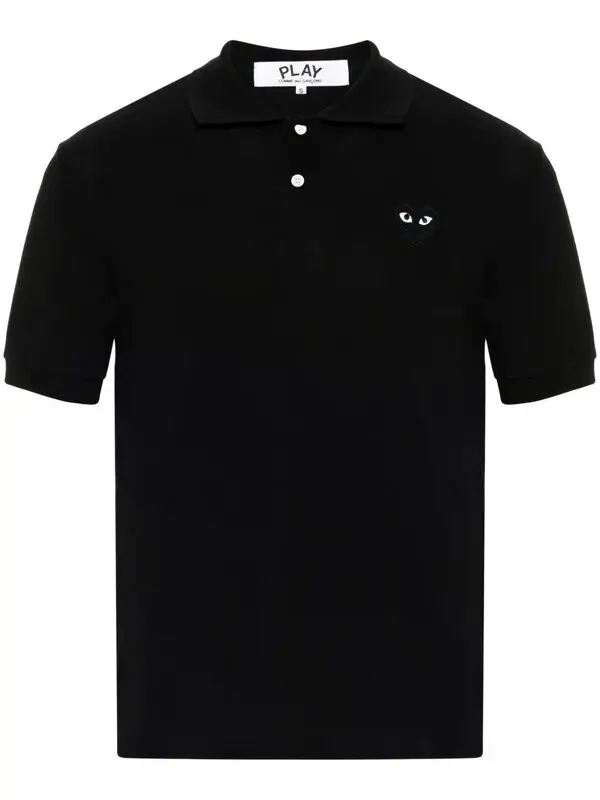 Play Comme Des Garcon Heart-patch Cotton Polo Shirt - Black