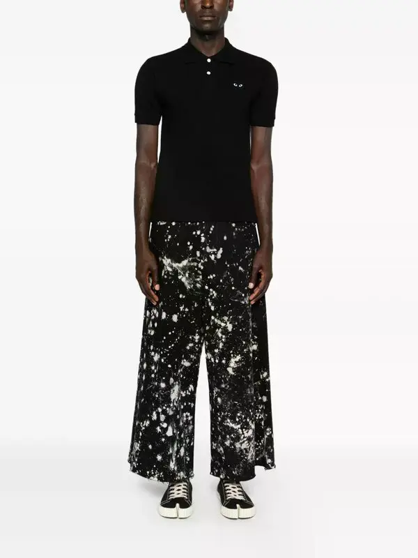 Play Comme Des Garcon Heart-patch Cotton Polo Shirt - Black