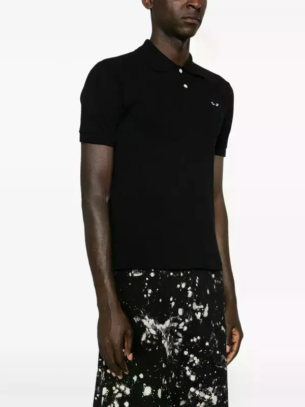 Play Comme Des Garcon Heart-patch Cotton Polo Shirt - Black