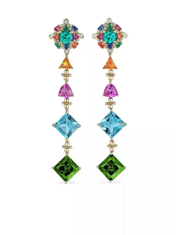 ANABELA CHAN 18kt Gold Vermeil Multi-stone And Diamond Clip-on Drop Earrings - Blue