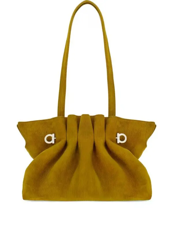 FERRAGAMO Suede Soft Shoulder Bag - Yellow