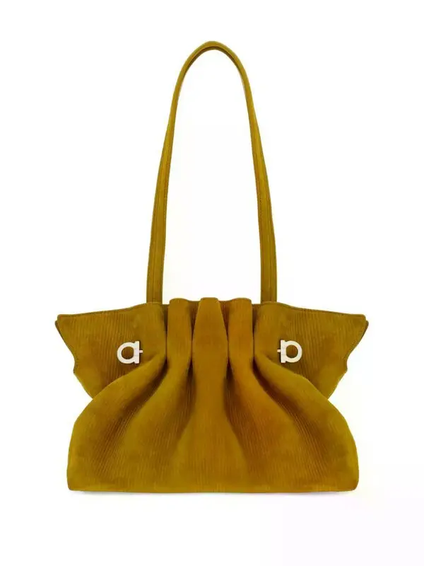 FERRAGAMO Suede Soft Shoulder Bag - Yellow