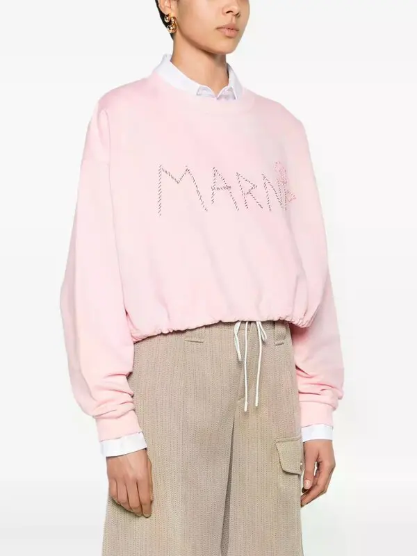 Marni Logo-embroidered Cropped Sweatshirt
