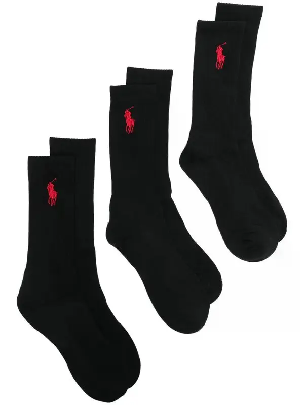 Polo Ralph Lauren Big Pony Socks Pack Of Three - Black