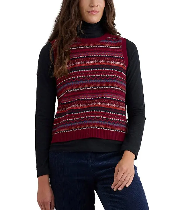 SEASALT CORNWALL Percella Cove Sleeveless Vest - Star Jasmine Carmine Nutmeg