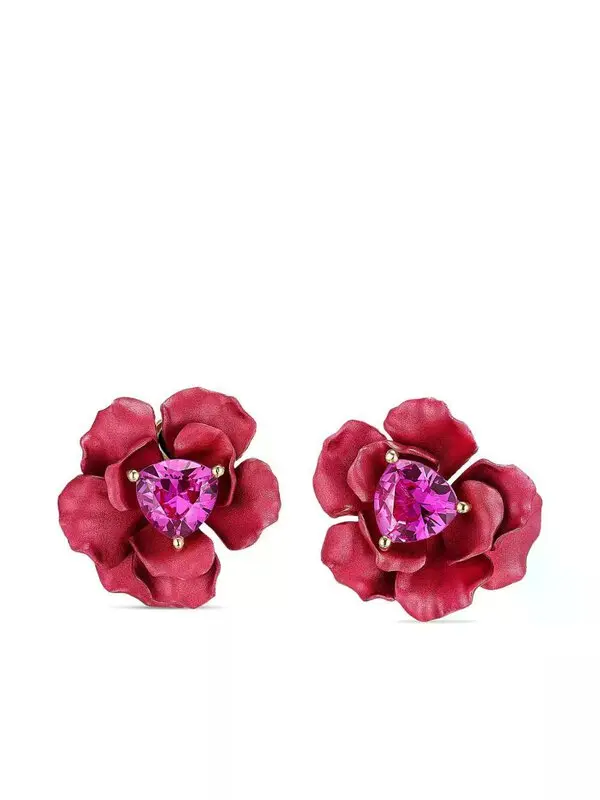 ANABELA CHAN 18kt Gold Vermeil Rose Sapphire Clip-on Earrings - Red