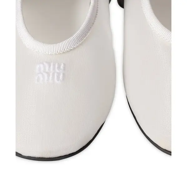 Miu Miu Buckled Mary Jane Flats - Bianco