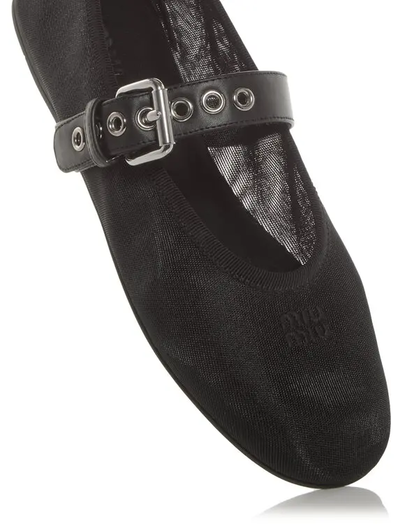 Miu Miu Mary Jane Flats - Nero