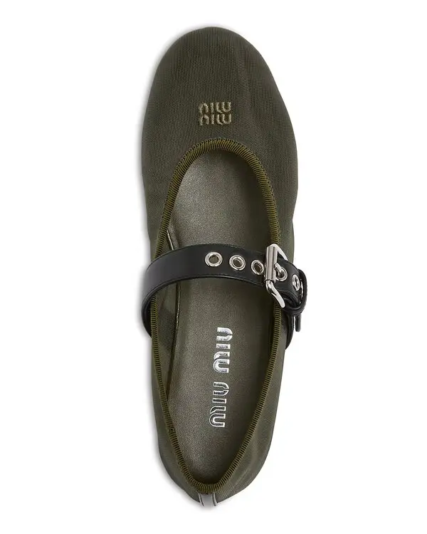 Miu Miu Mary Jane Flat - Olive