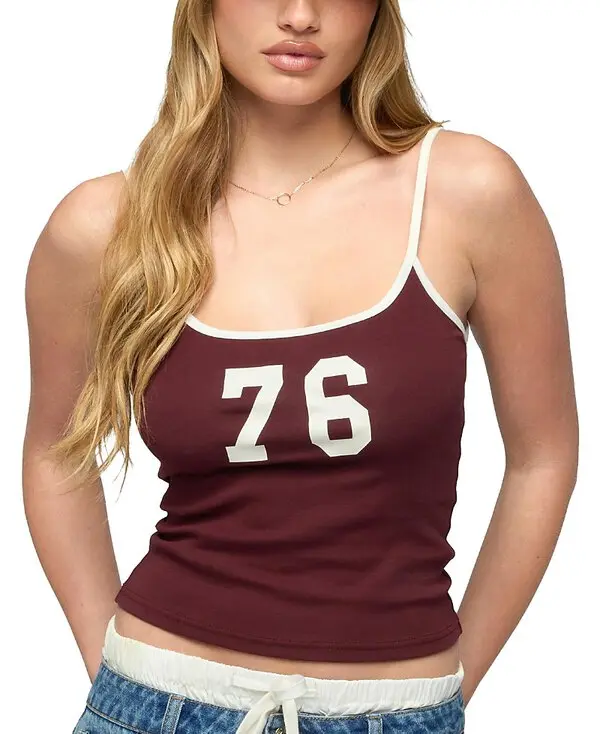 EDIKTED 76 Contrast Tank Top - Wine