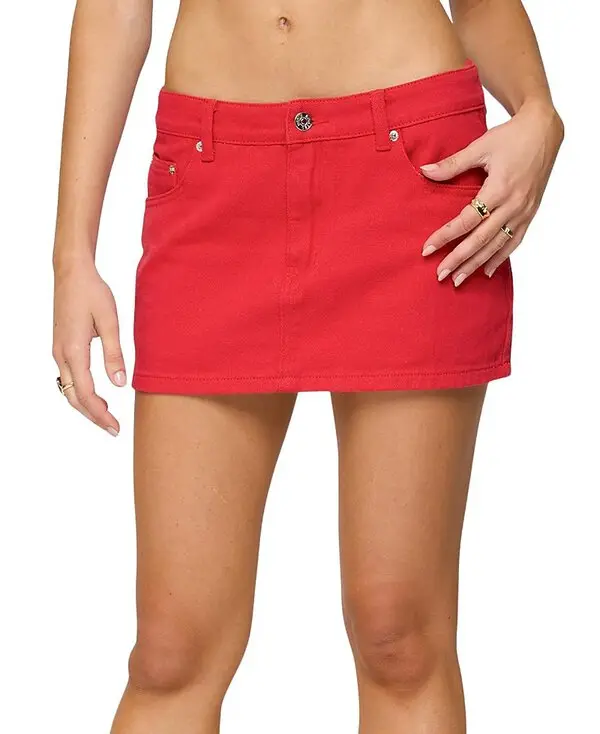 EDIKTED Arbel Denim Mini Skirt - Red