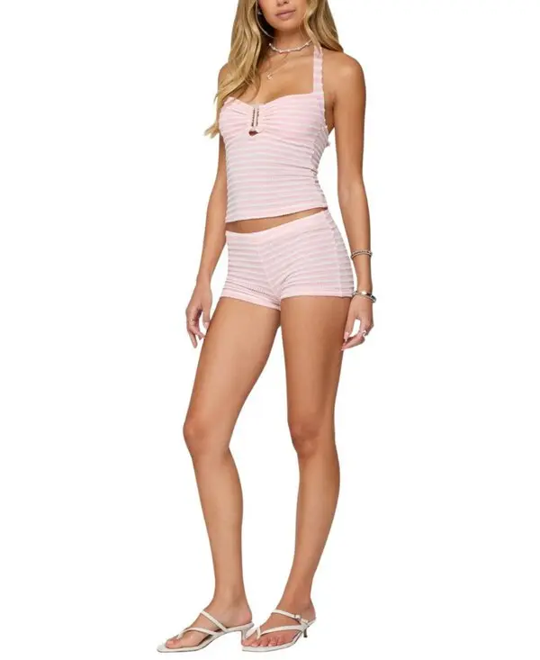 EDIKTED Lovina Striped Micro Shorts