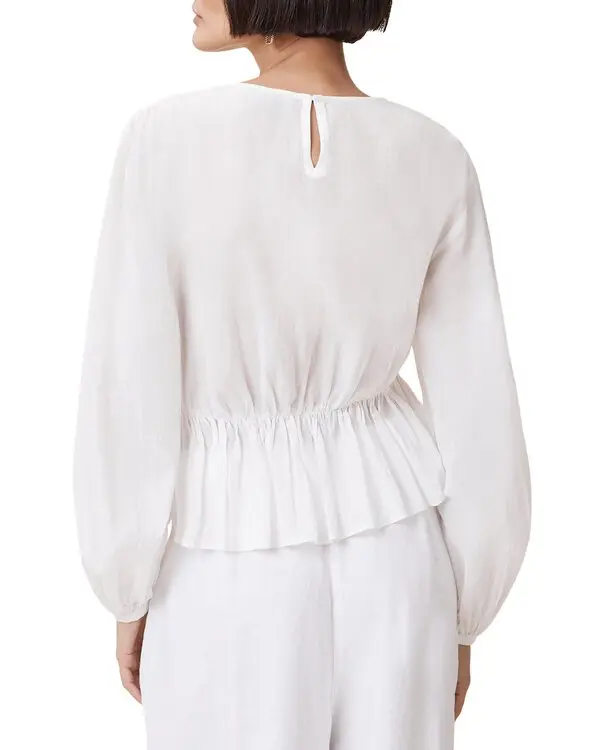 ALLSAINTS Melani Smocked Peplum Top - Antique White