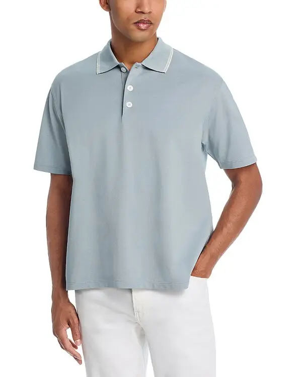 FRAME Light Pique Polo - Blue Grey