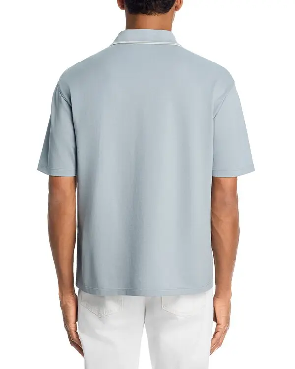 FRAME Light Pique Polo - Blue Grey