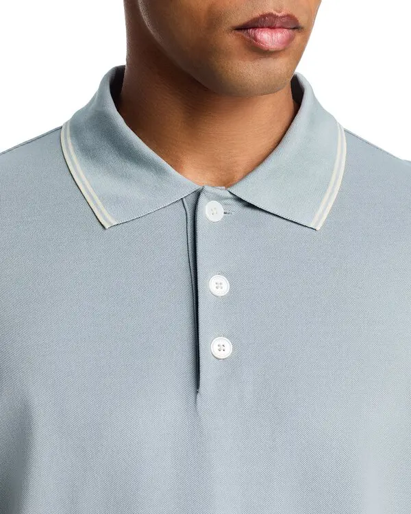FRAME Light Pique Polo - Blue Grey