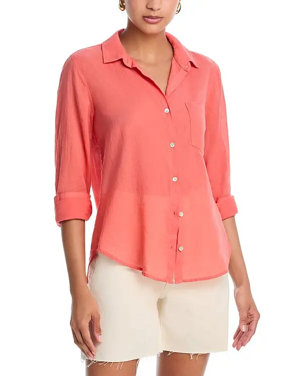 Bella Dahl Pocket Button-down Shirt - Bright Tangerine