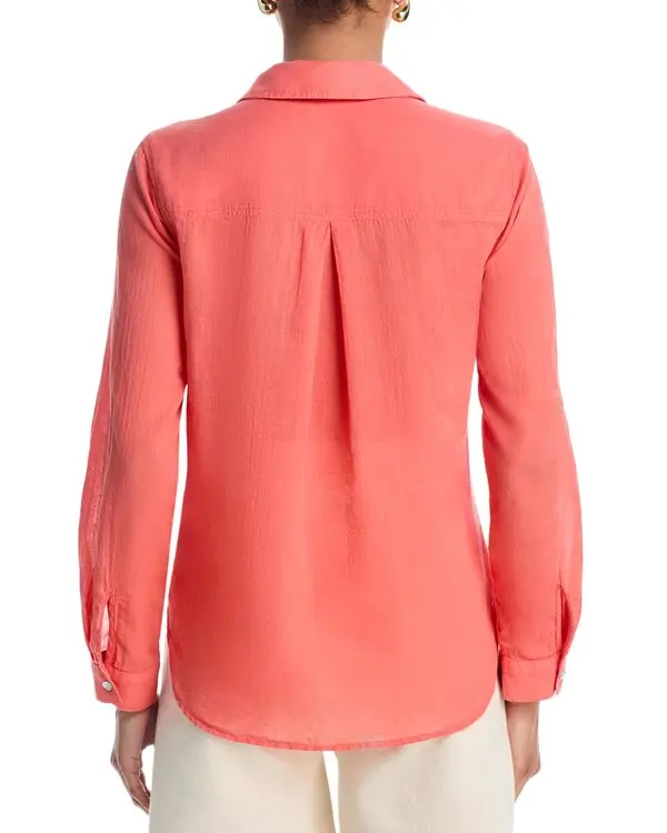 Bella Dahl Pocket Button-down Shirt - Bright Tangerine
