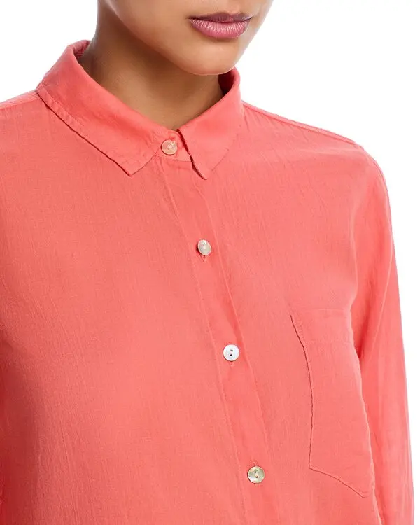 Bella Dahl Pocket Button-down Shirt - Bright Tangerine
