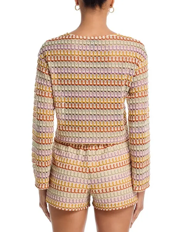 Aqua Crochet Knit Top - Multi