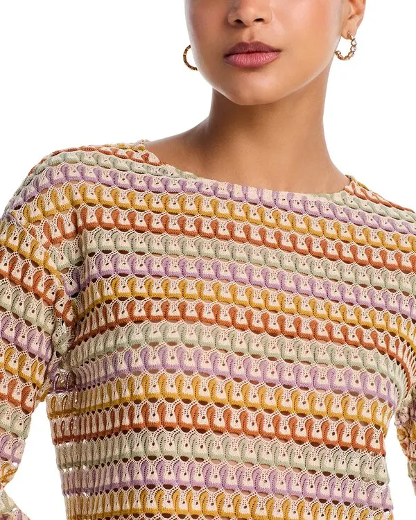 Aqua Crochet Knit Top - Multi