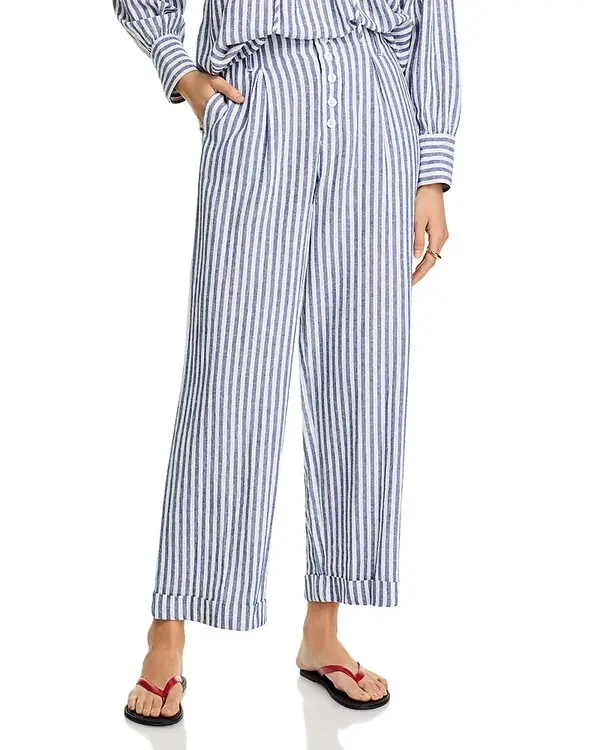 Aqua Ankle Wide-leg Linen-viscose Pants