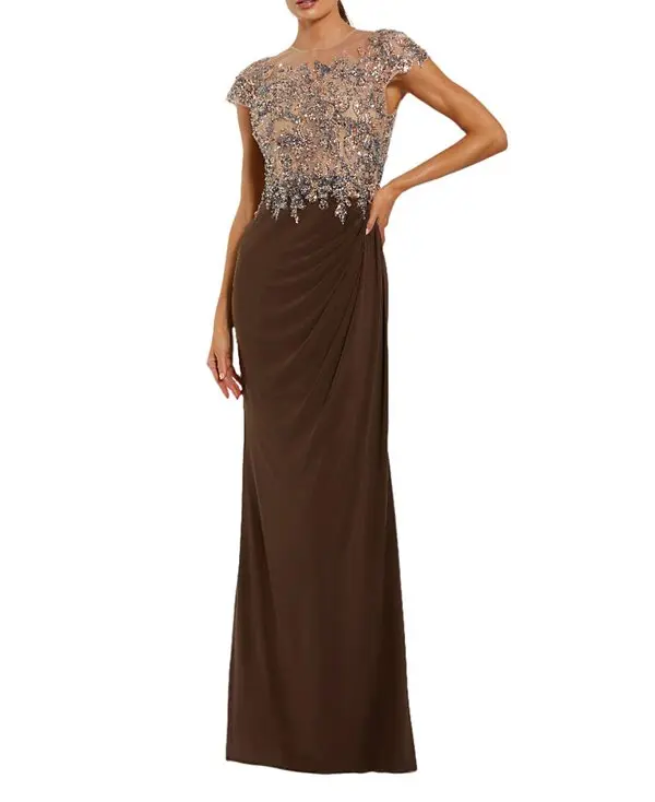 Mac Duggal Jersey Gown With Crystal Applique