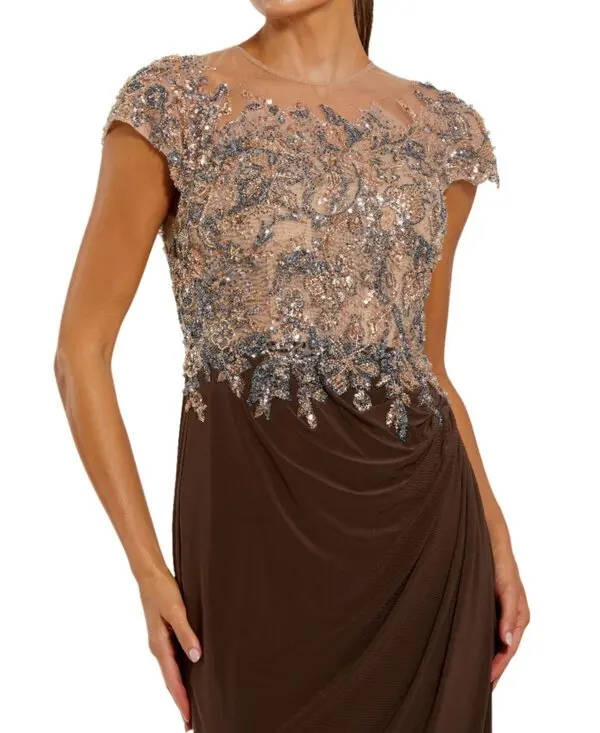 Mac Duggal Jersey Gown With Crystal Applique