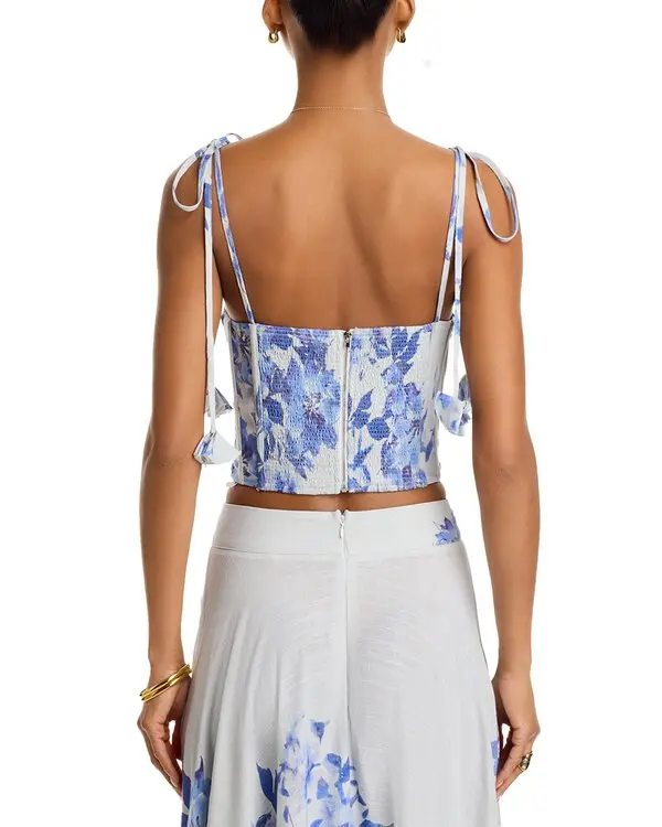 Aqua Placed Floral Bustier Top - Blue