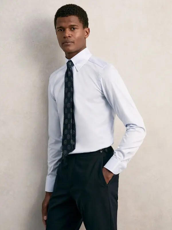 REISS Caldwell Slim Fit Cotton Pin Collar Shirt