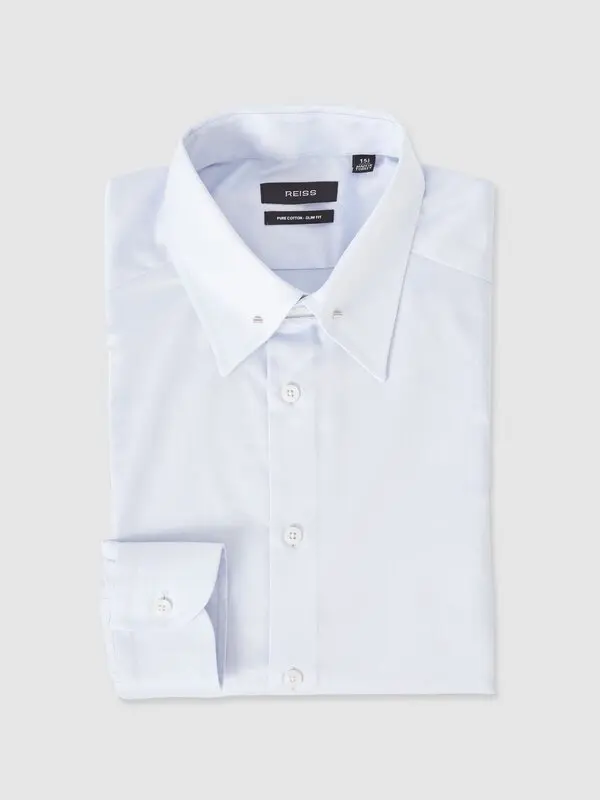 REISS Caldwell Slim Fit Cotton Pin Collar Shirt