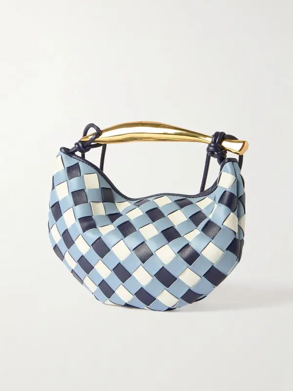Bottega Veneta Mini Intrecciato Leather Sardine Shoulder Bag - Blue