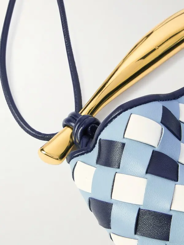 Bottega Veneta Mini Intrecciato Leather Sardine Shoulder Bag - Blue