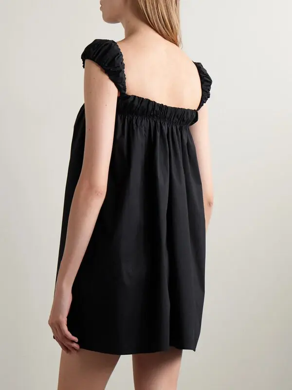 Staud Beau Gathered Cotton-blend Poplin Mini Dress