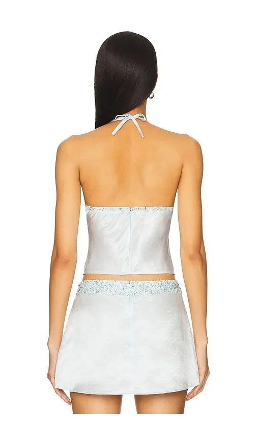 ASTA RESORT X Marina Hand Beaded Top - Ice Blue