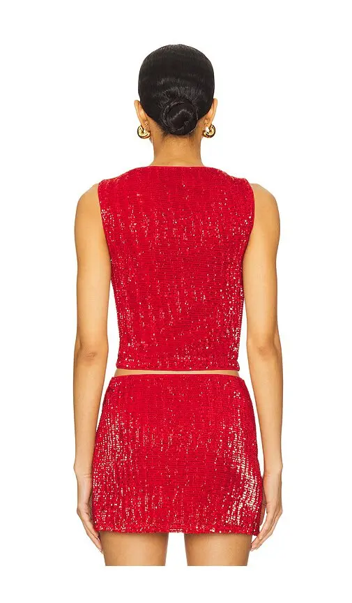 LOVERS AND FRIENDS Selma Sequin Embellished Cropped Top - Red