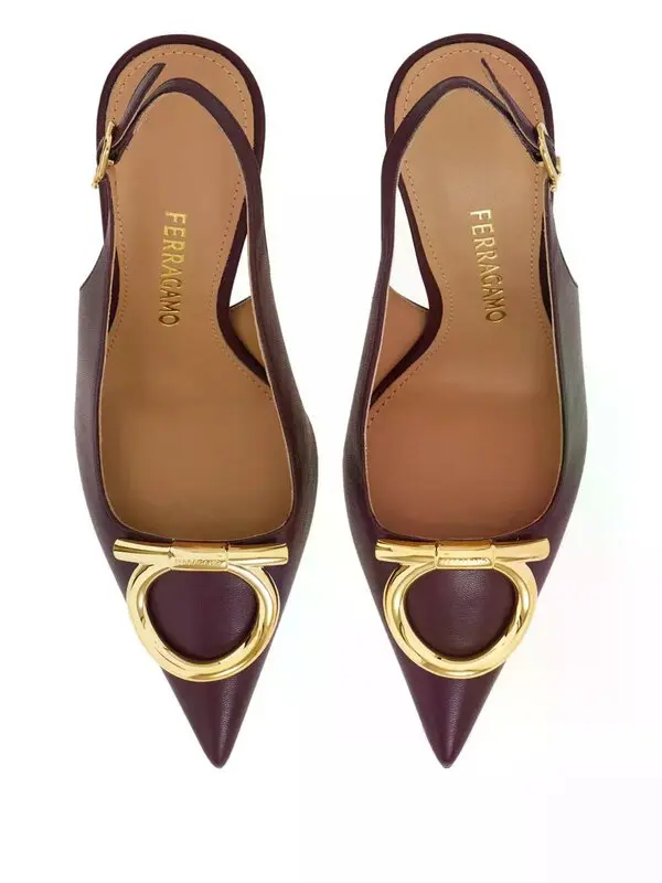 FERRAGAMO Maxi Gancini Slingback Pumps - Red