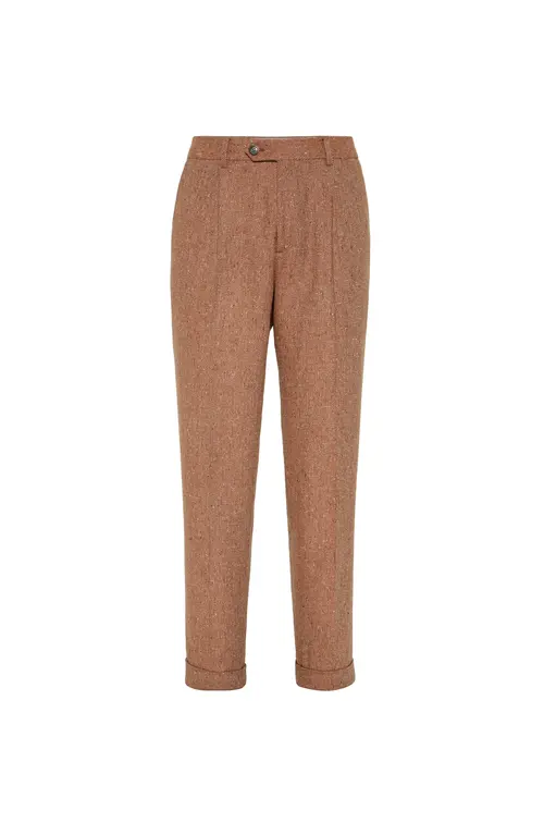 Brunello Cucinelli Chevron Patterned Trousers - Light Brown