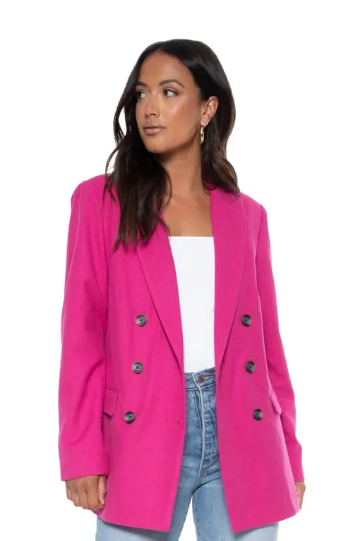 BLUE REVIVAL Oversized Double-breasted Blazer - Fuchsia