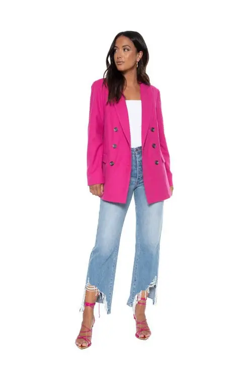 BLUE REVIVAL Oversized Double-breasted Blazer - Fuchsia
