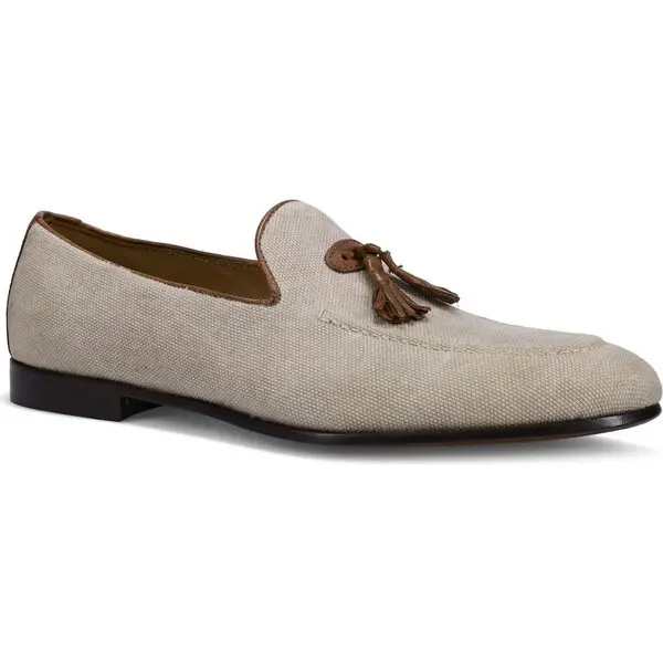 Ron White Canvas Loafer With Tassel - Sand