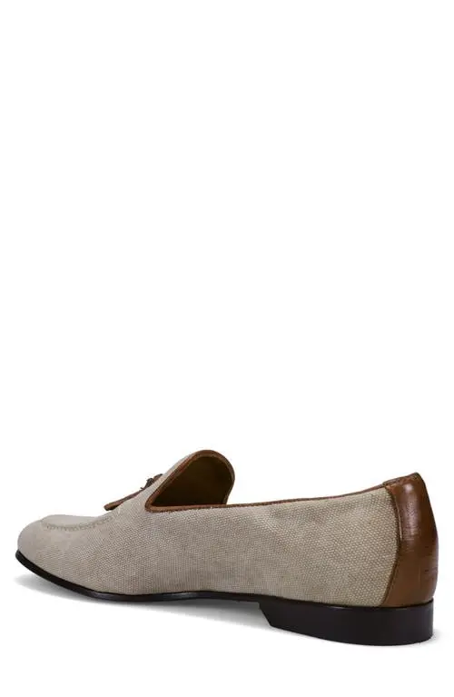 Ron White Canvas Loafer With Tassel - Sand