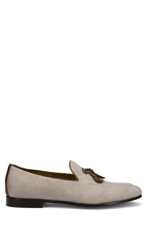 Ron White Canvas Loafer With Tassel - Sand