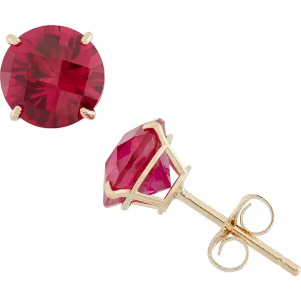 FUZION CREATIONS Amethyst Stud Earrings - Ruby