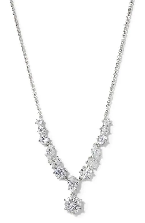 Nadri Beatrix Mixed Cubic Zirconia Frontal Necklace - Rhodium