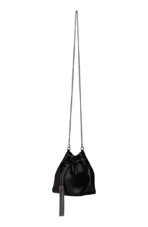 OLGA BERG Sylvia Mesh Drawstring Top Handle Bag - Black